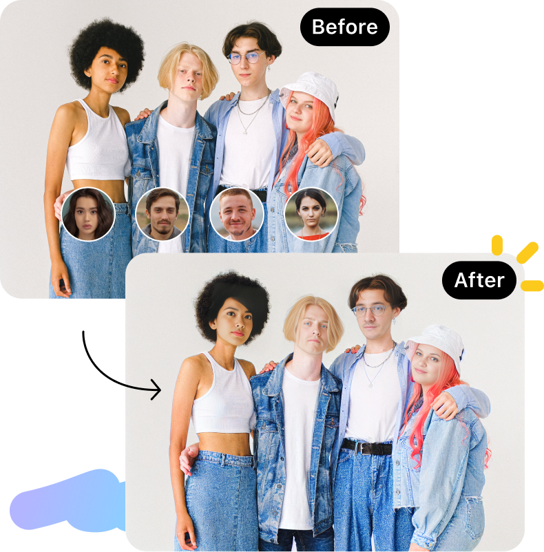 Swap and Switch Multiple Faces in Group Photos Online - Pica AI